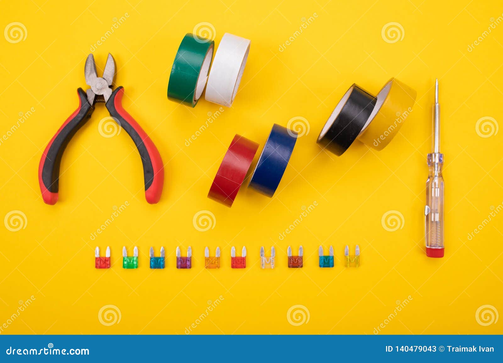 Set of Electrical Tool on Colorful Background Stock Image - Image of ...