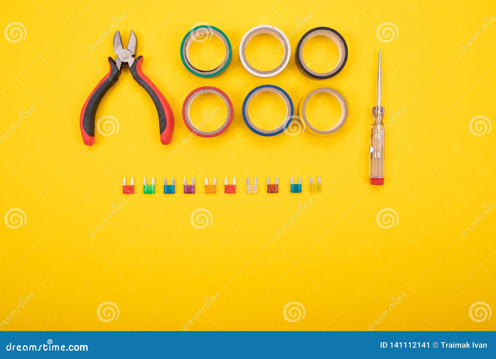 Set of Electrical Tool on Colorful Background Stock Image - Image of ...