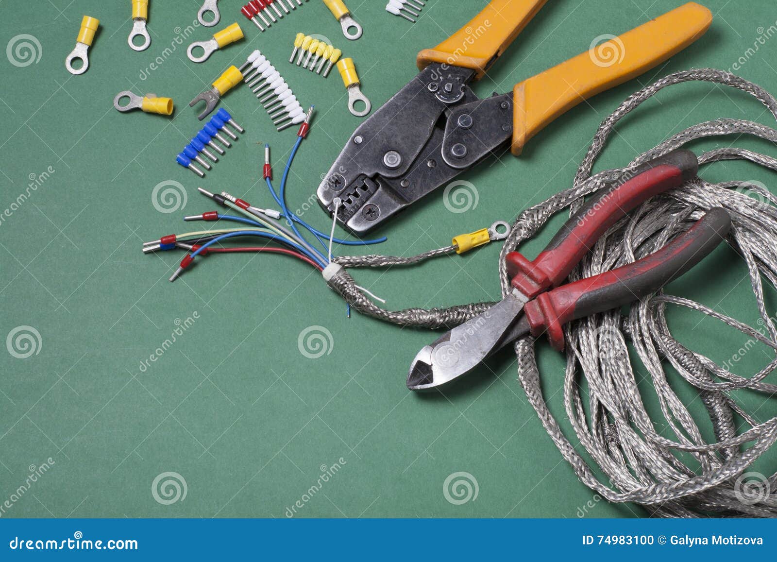Set of Electrical Tool on Wooden Background. Accessories for ...
