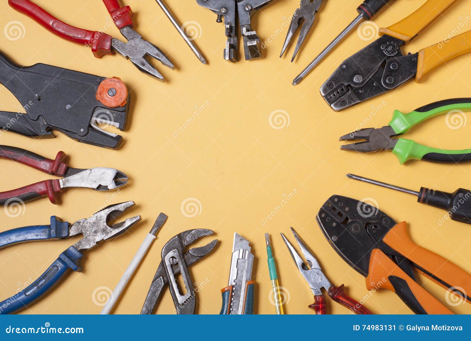 Set of Electrical Tool on Wooden Background. Accessories for ...