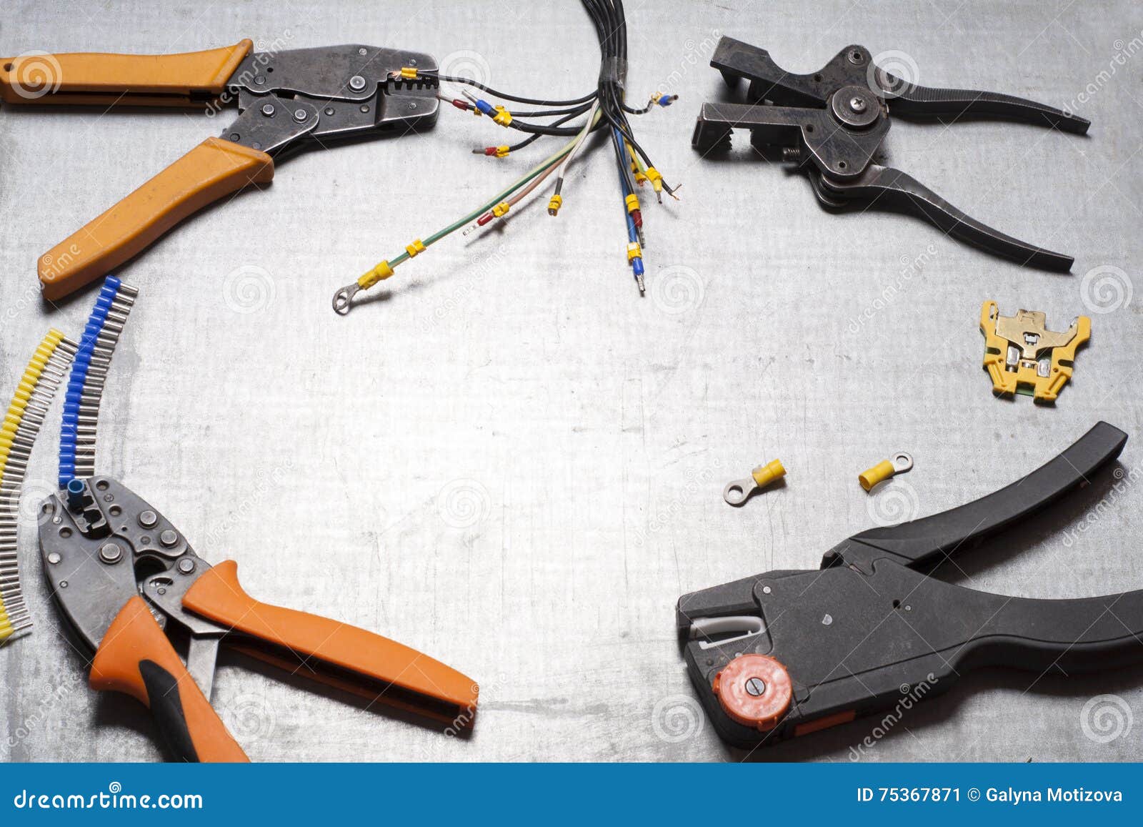 Set of Electrical Tool on Wooden Background. Accessories for ...