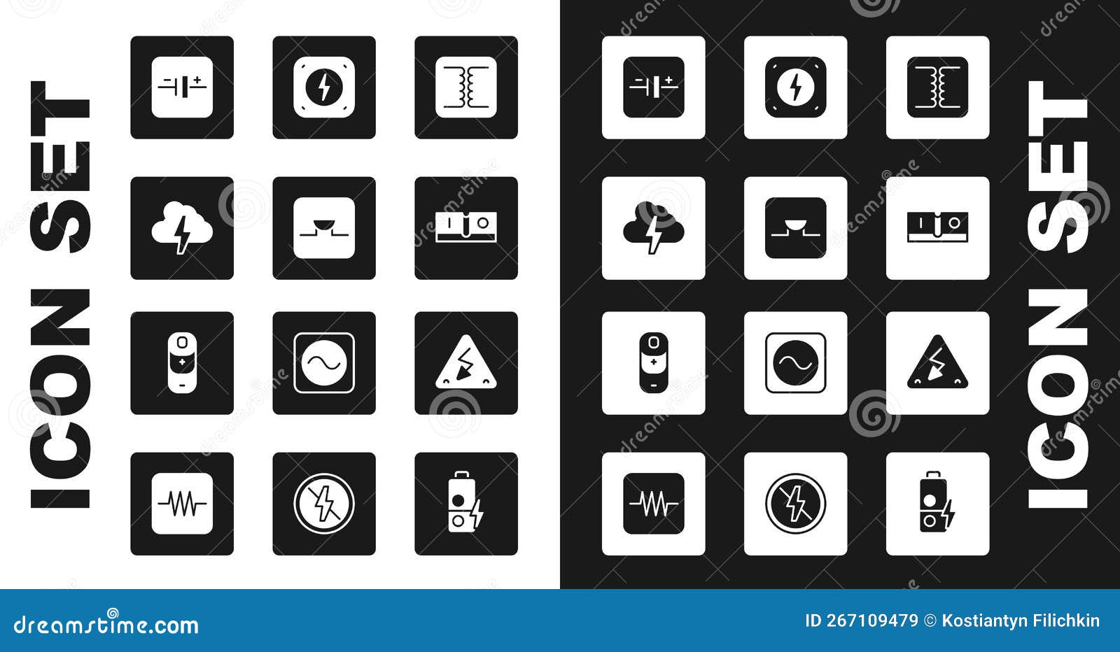 Set Electrical Transformer, Buzzer in Electronic Circuit, Cloud and ...