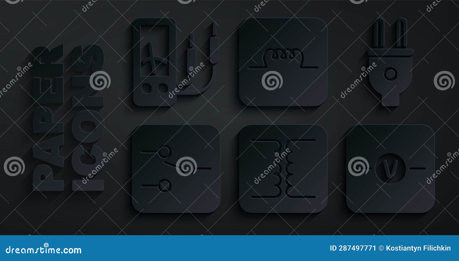Set Electrical Transformer, Plug, Switch in Electronic Circuit ...