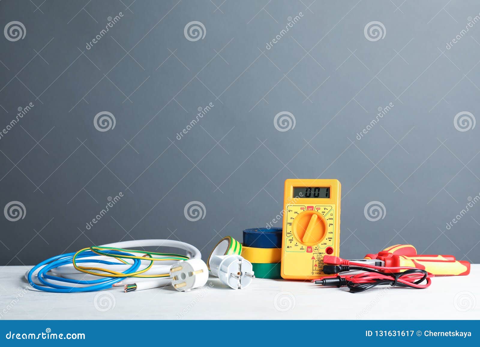 Set of Electrician`s Tools on Table Stock Image - Image of modern ...