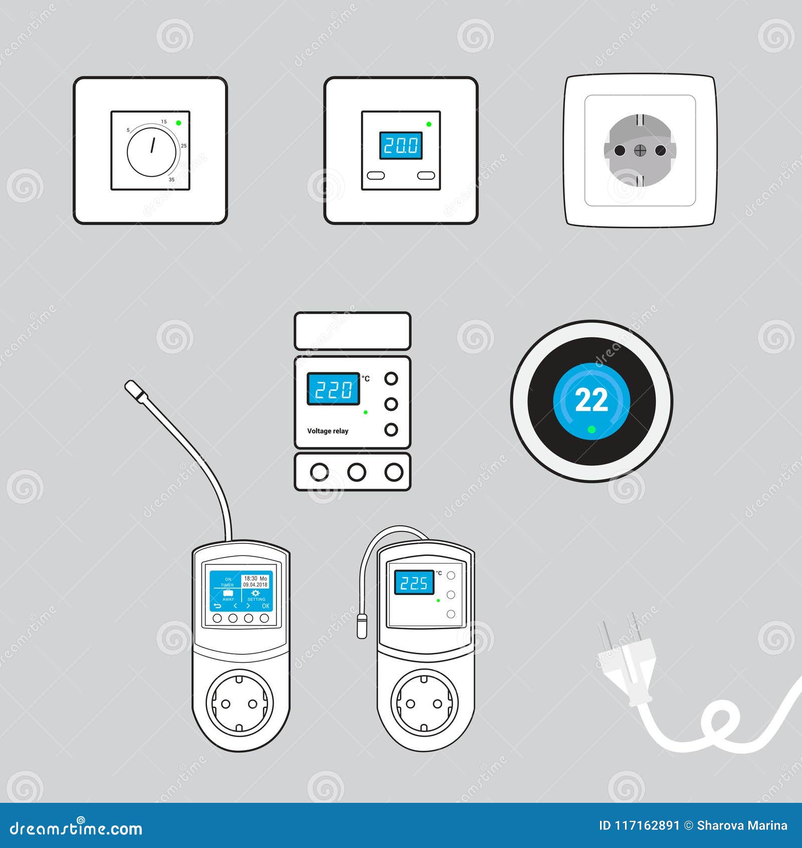 Set of electricity objects stock vector. Illustration of mehanic ...