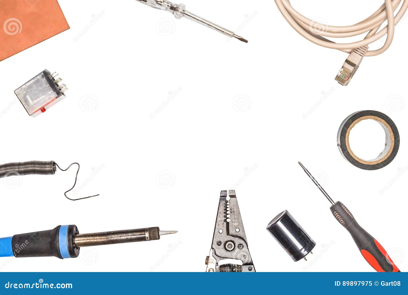 Set of Electrics and Electronics. Electrical Tools and Components ...