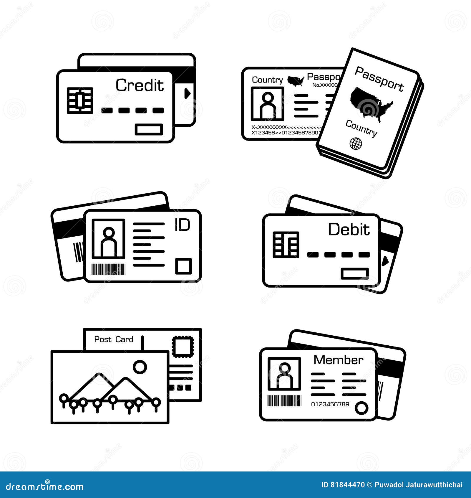 Set of Electronic Cards and Other Cards . Stock Vector - Illustration ...