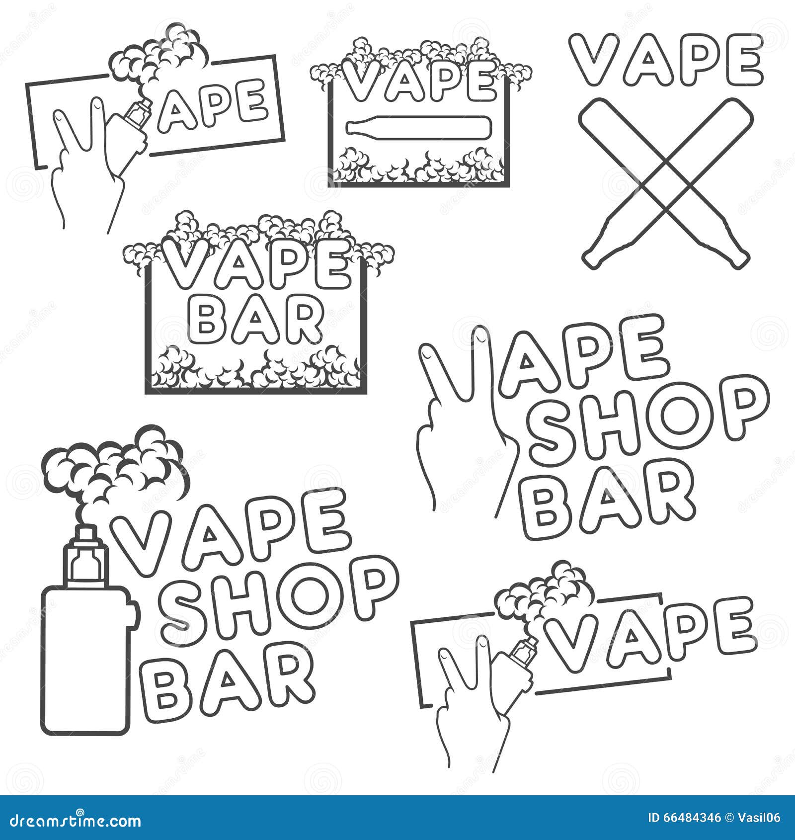 A Set of Electronic Cigarette Logos Stock Vector - Illustration of ...