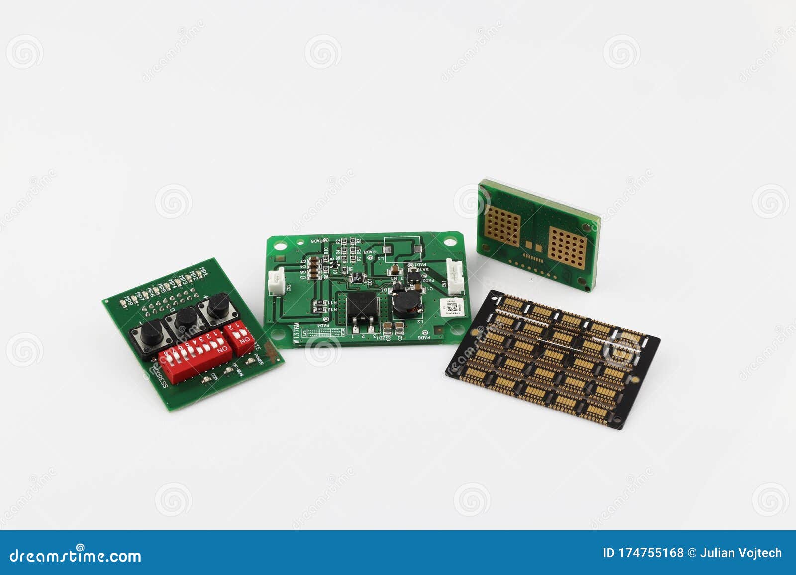 Set of Electronic Components Isolated on White Background. PCB Assembly ...