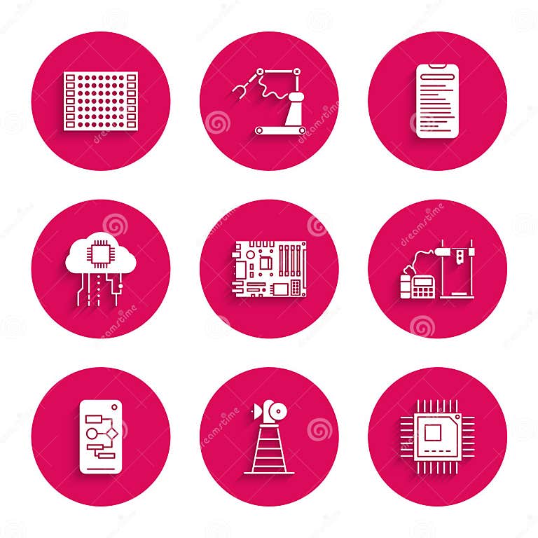 Set Electronic Computer Components Motherboard Digital Chip, Antenna, Processor with ...