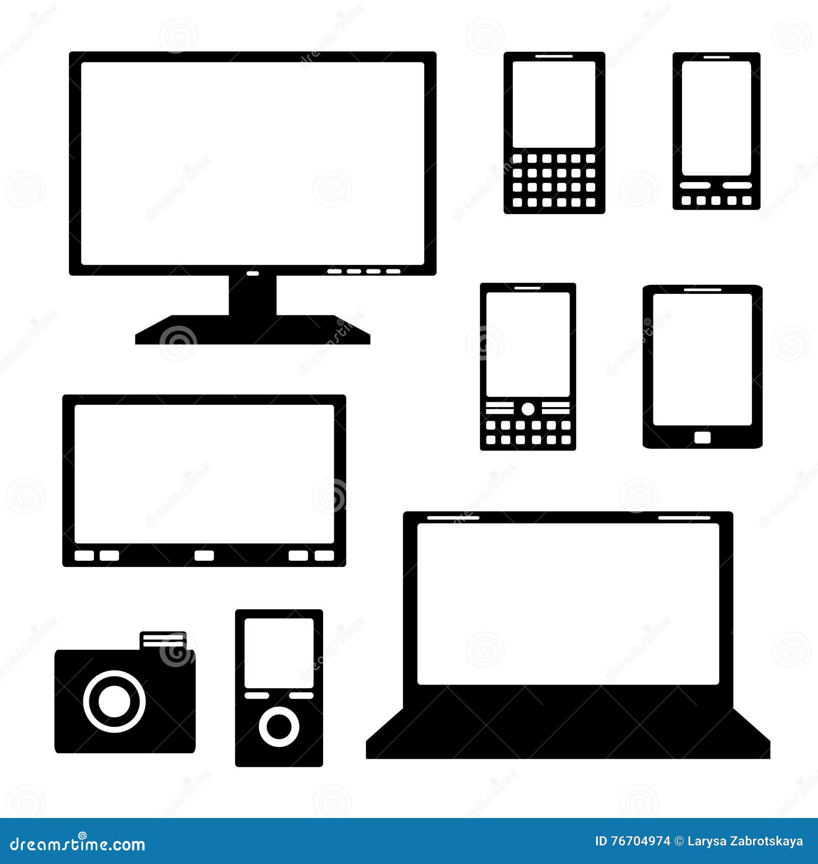 Set of electronic devices stock vector. Illustration of modern - 76704974