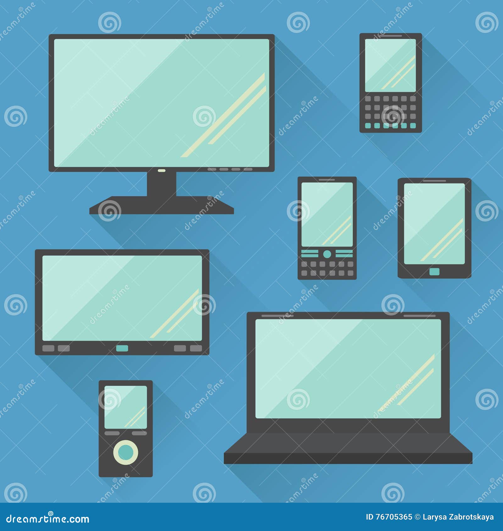 Set of electronic devices stock vector. Illustration of flat - 76705365