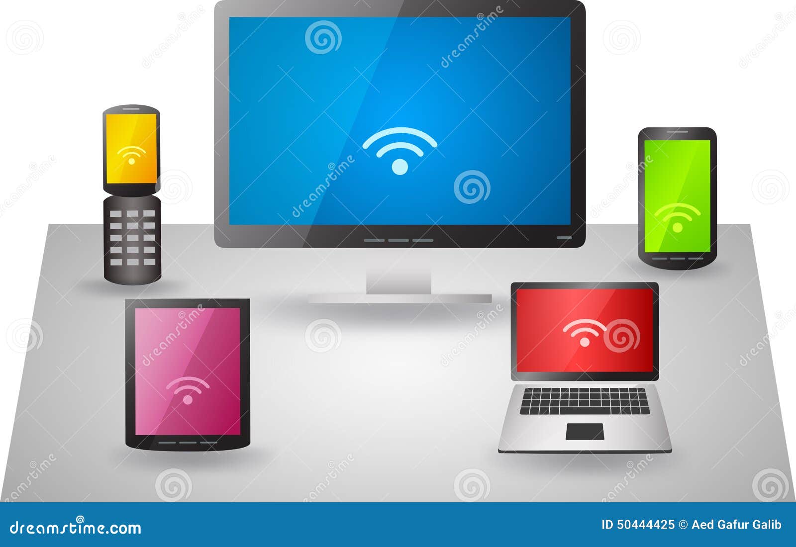 Set of electronic devices stock vector. Illustration of gadget - 50444425