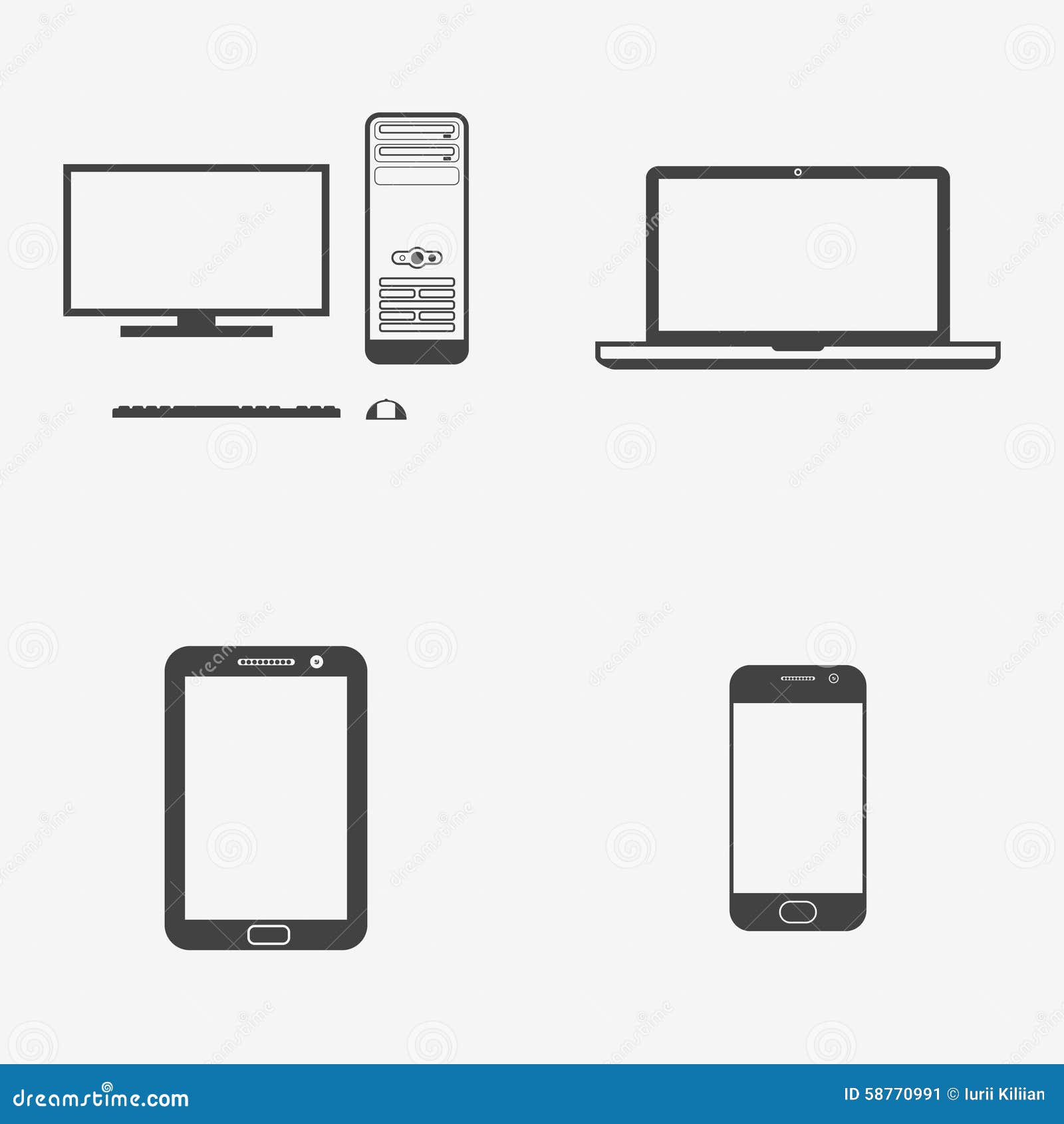 Set of Electronic Devices Monochrome Icons Stock Vector - Illustration ...