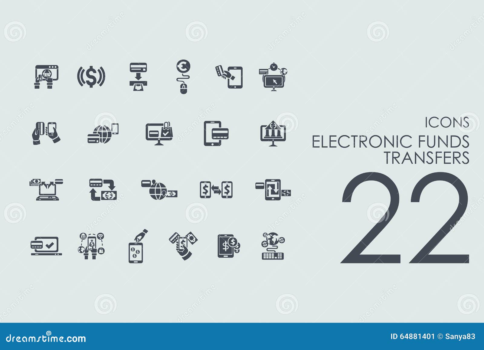Set of Electronic Funds Transfers Icons Stock Vector - Illustration of ...