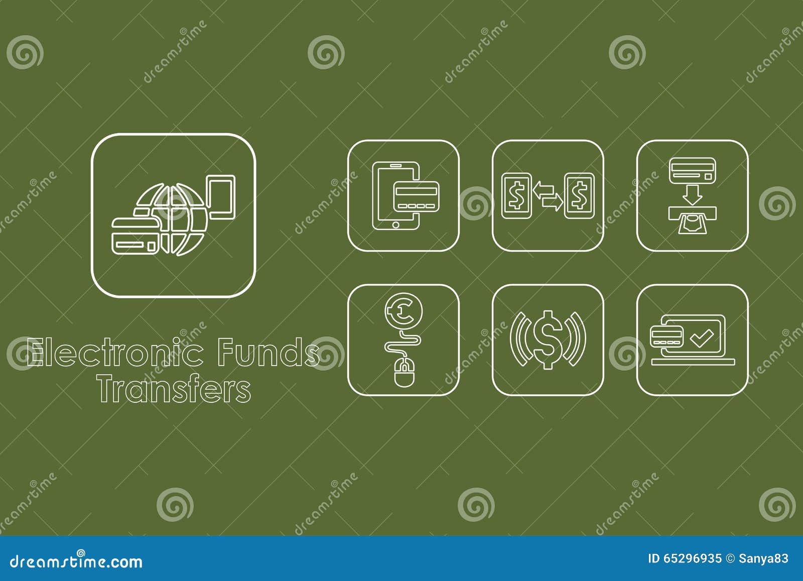 Set of Electronic Funds Transfers Simple Icons Stock Vector ...