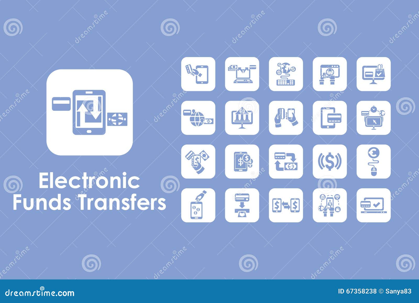 Set of Electronic Funds Transfers Simple Icons Stock Vector ...