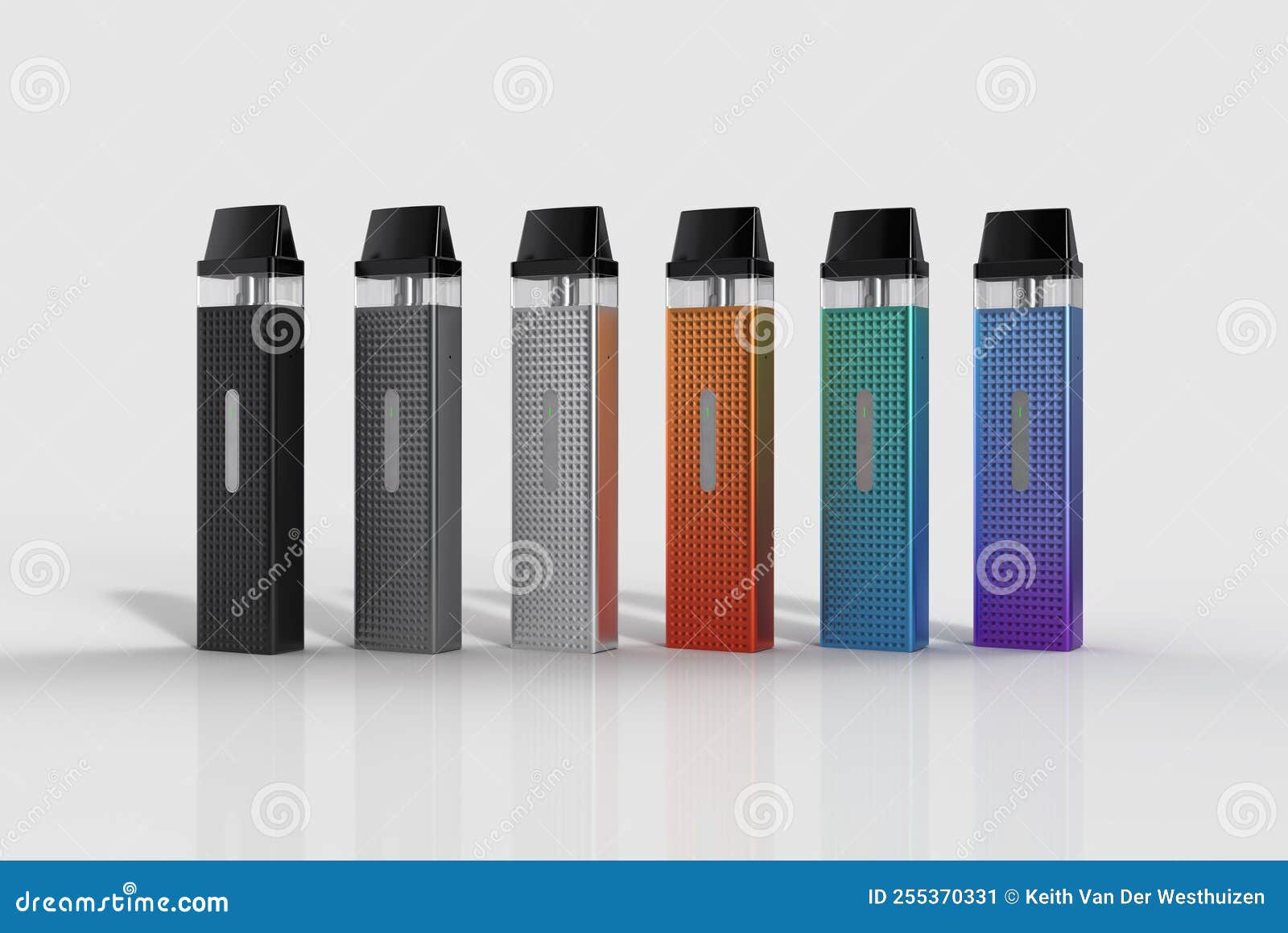 Set of Electronic Vapes in a Variety of Colors Standing Side by Side ...