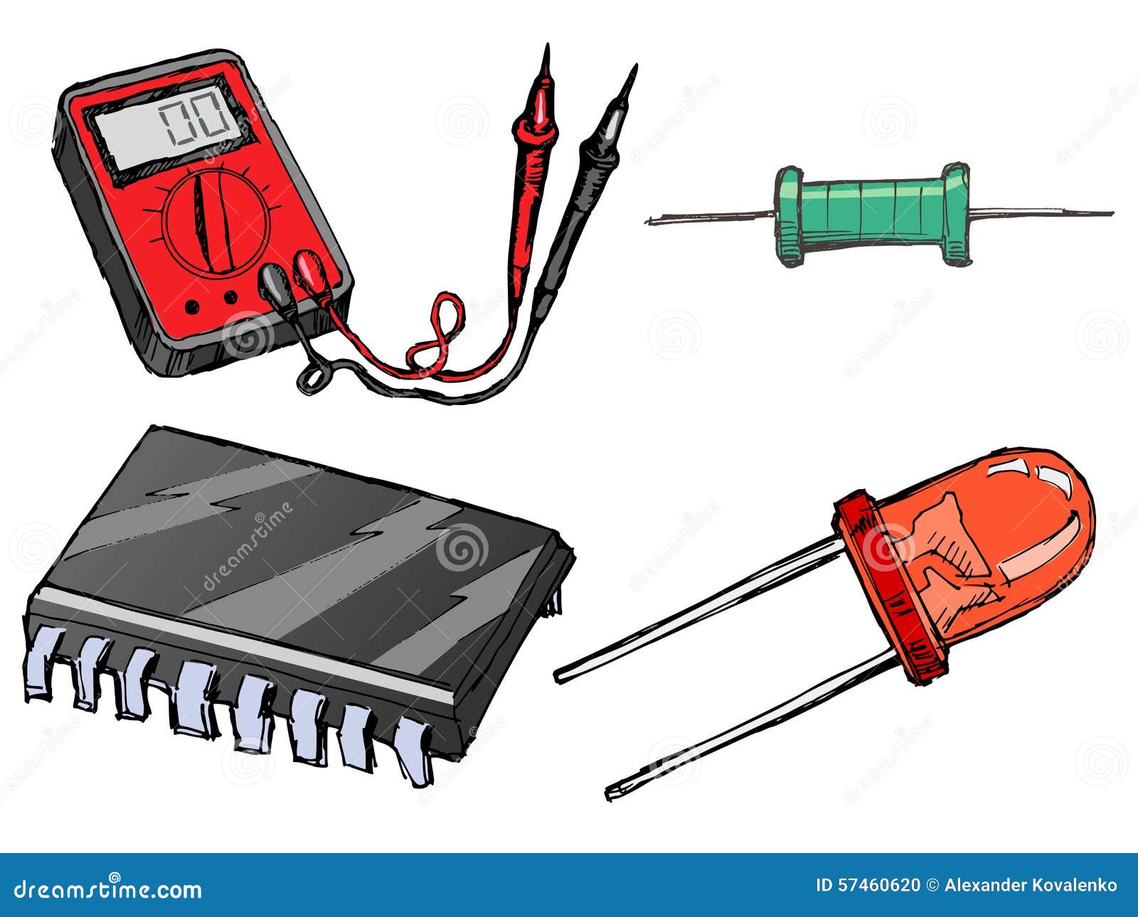 Set of electronics stock illustration. Illustration of resistor - 57460620