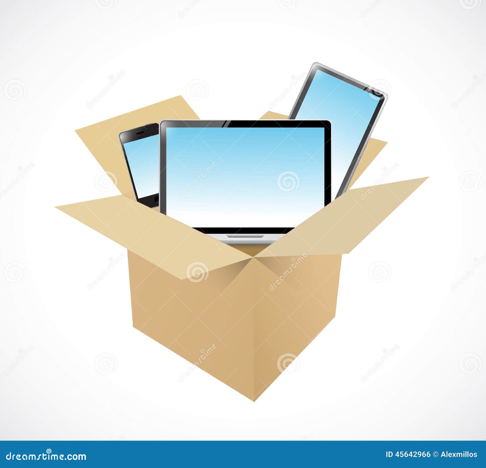 Set of Electronics Inside a Box. Stock Illustration - Illustration of ...