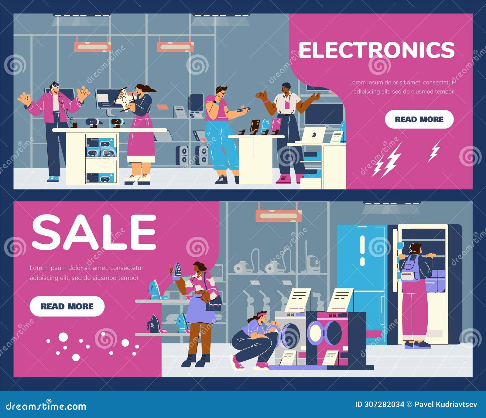 Set of Electronics Store Banner or Flyer Templates, Flat Vector ...
