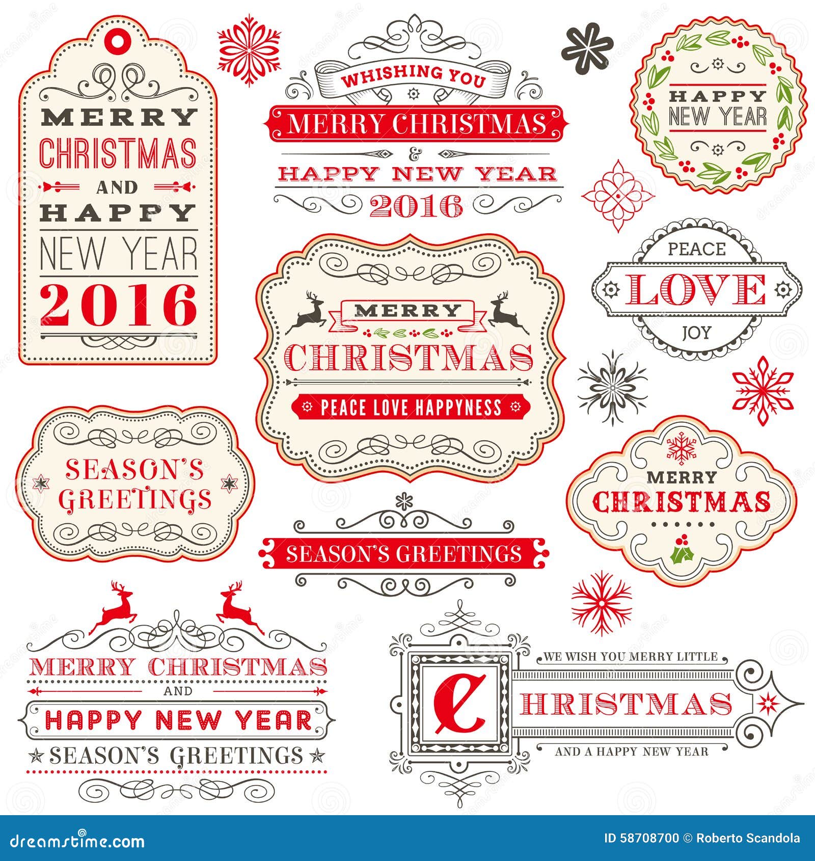 A Set of Elegant Christmas Vector Labels Stock Vector - Illustration of ...