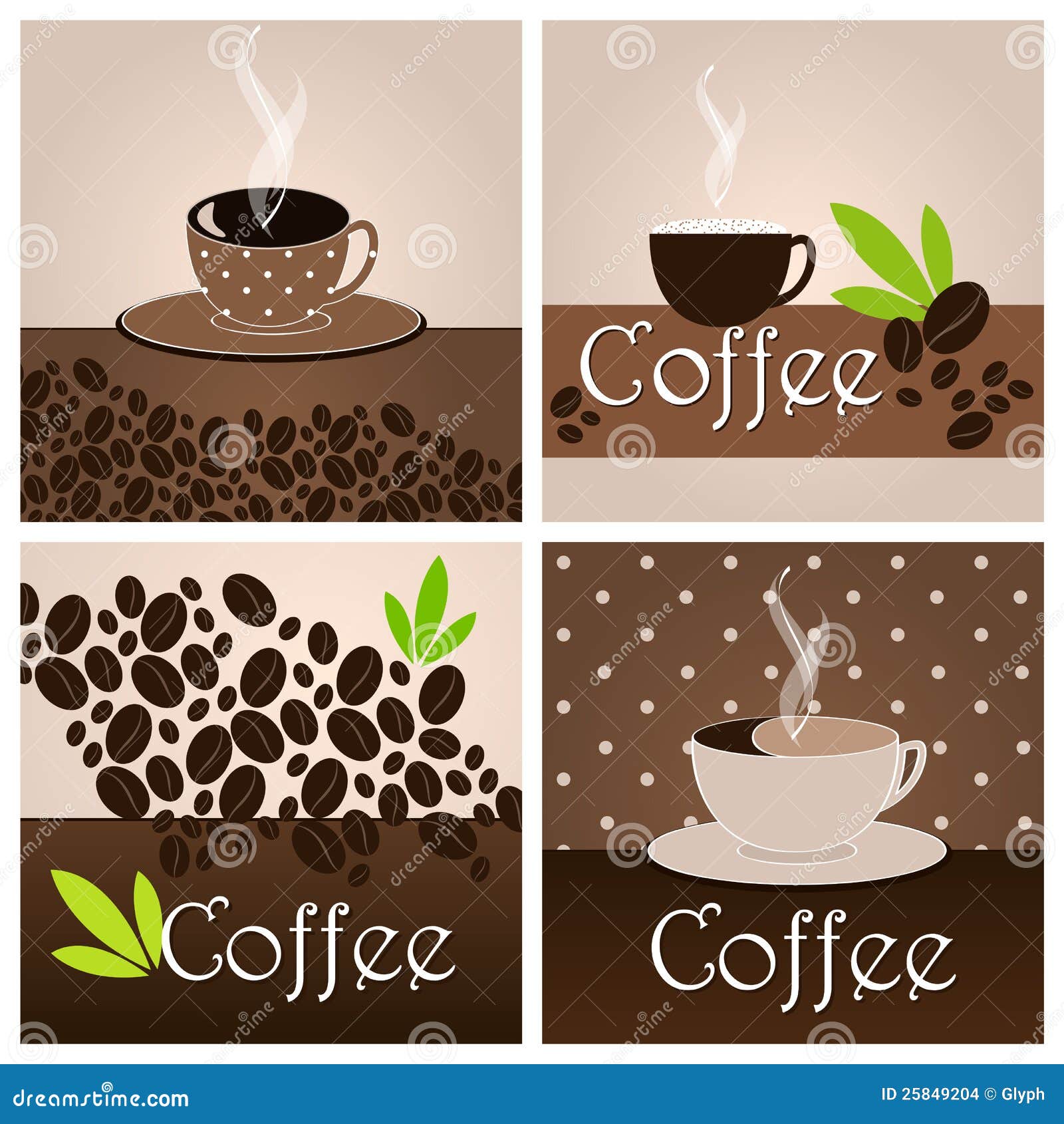 Set Of Elegant Coffee Themed Backgrounds Stock Images - Image: 25849204