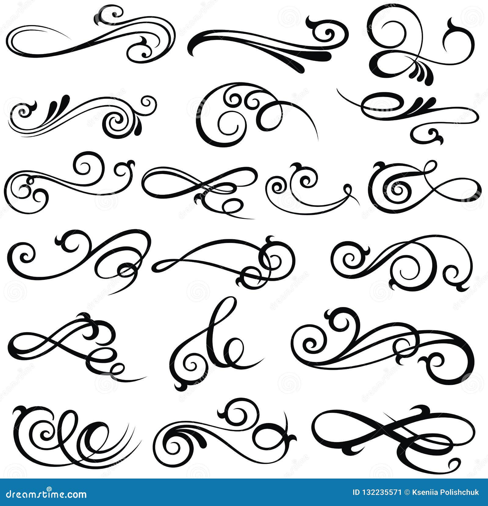 Set of Elegant Decorative Filigree Elements Stock Vector - Illustration ...