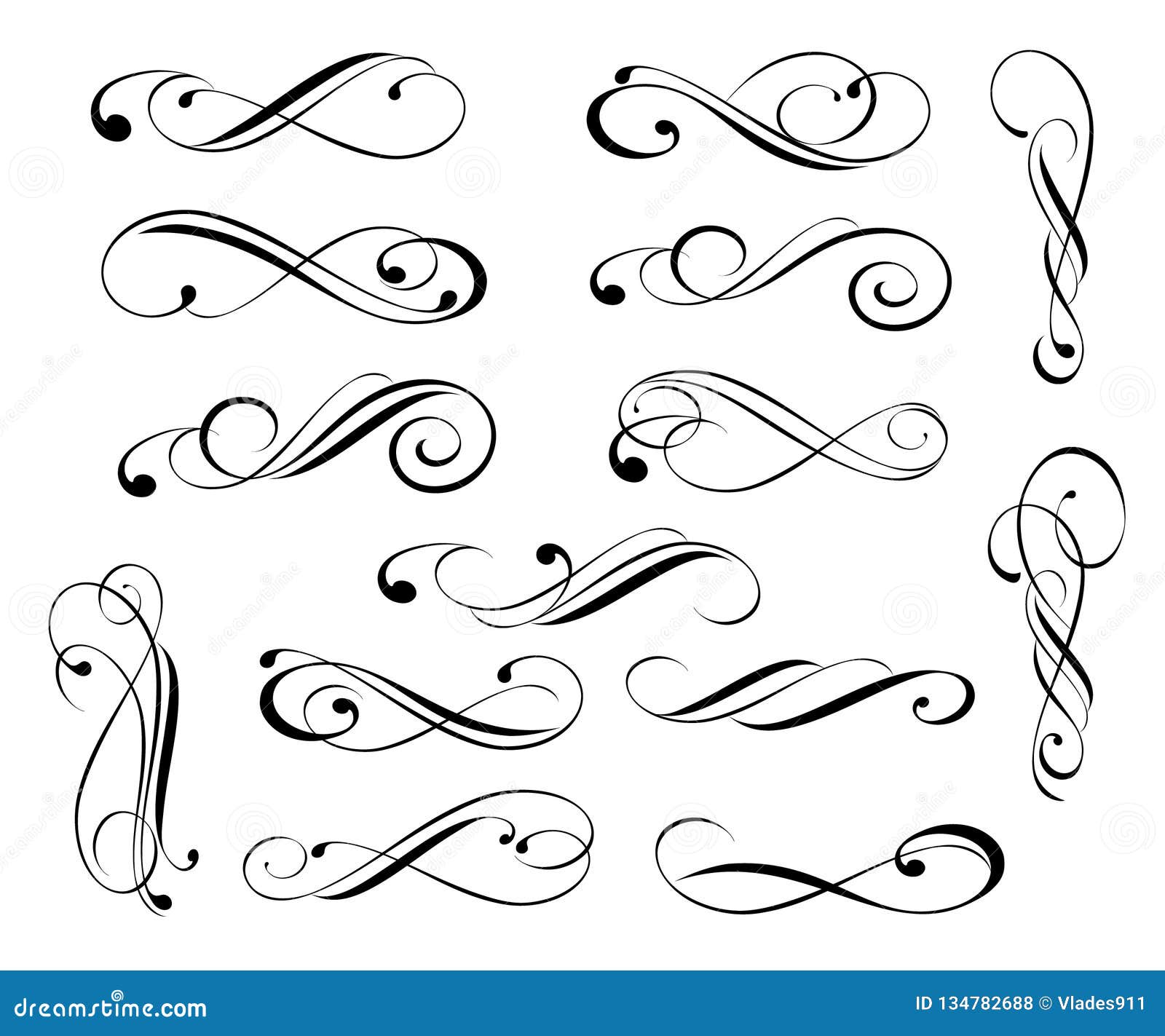 Set of Elegant Decorative Scroll Elements. Vector. Stock Vector ...