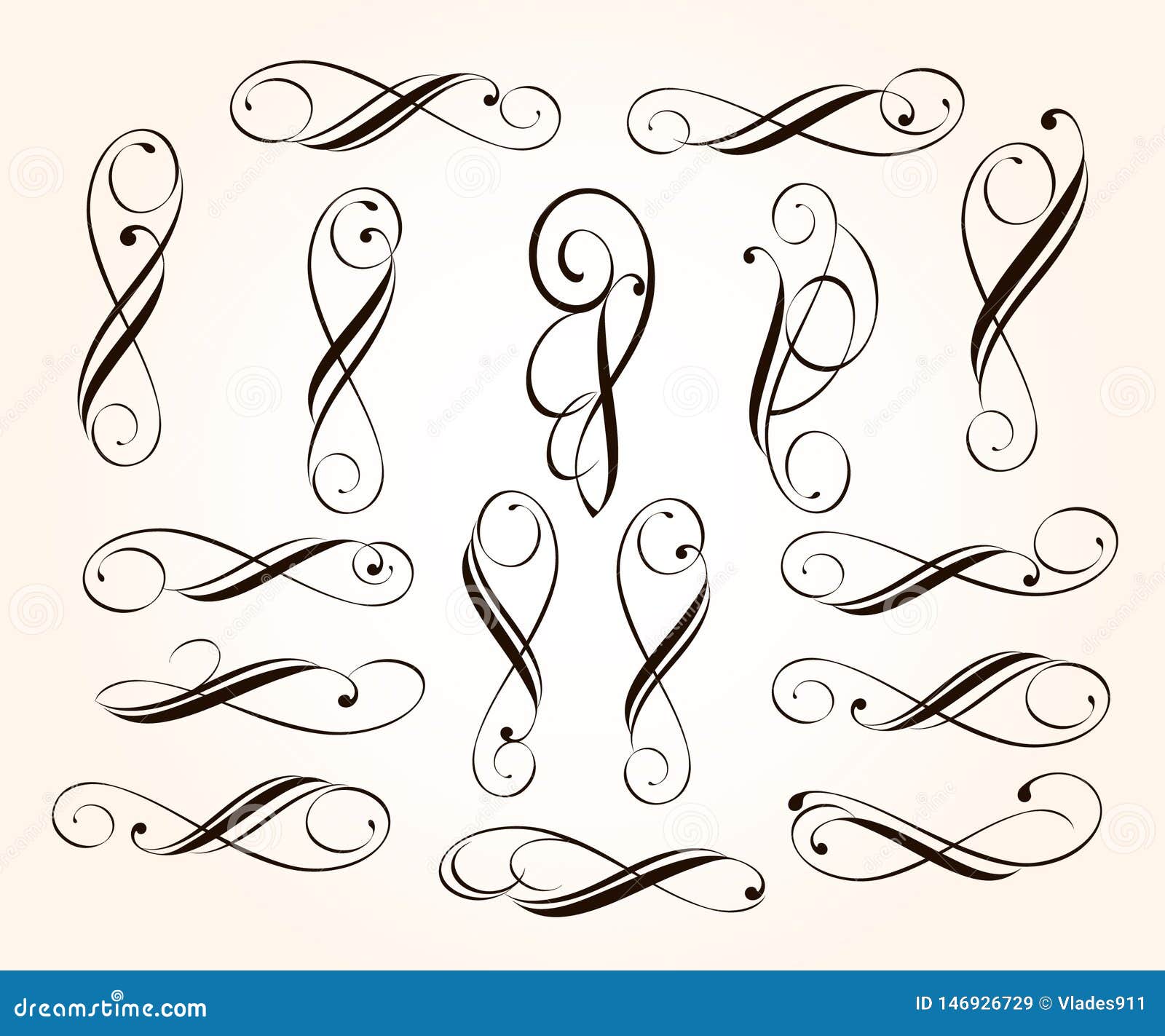 Set Elegant Decorative Scroll Elements. Vector Illustration. Stock ...