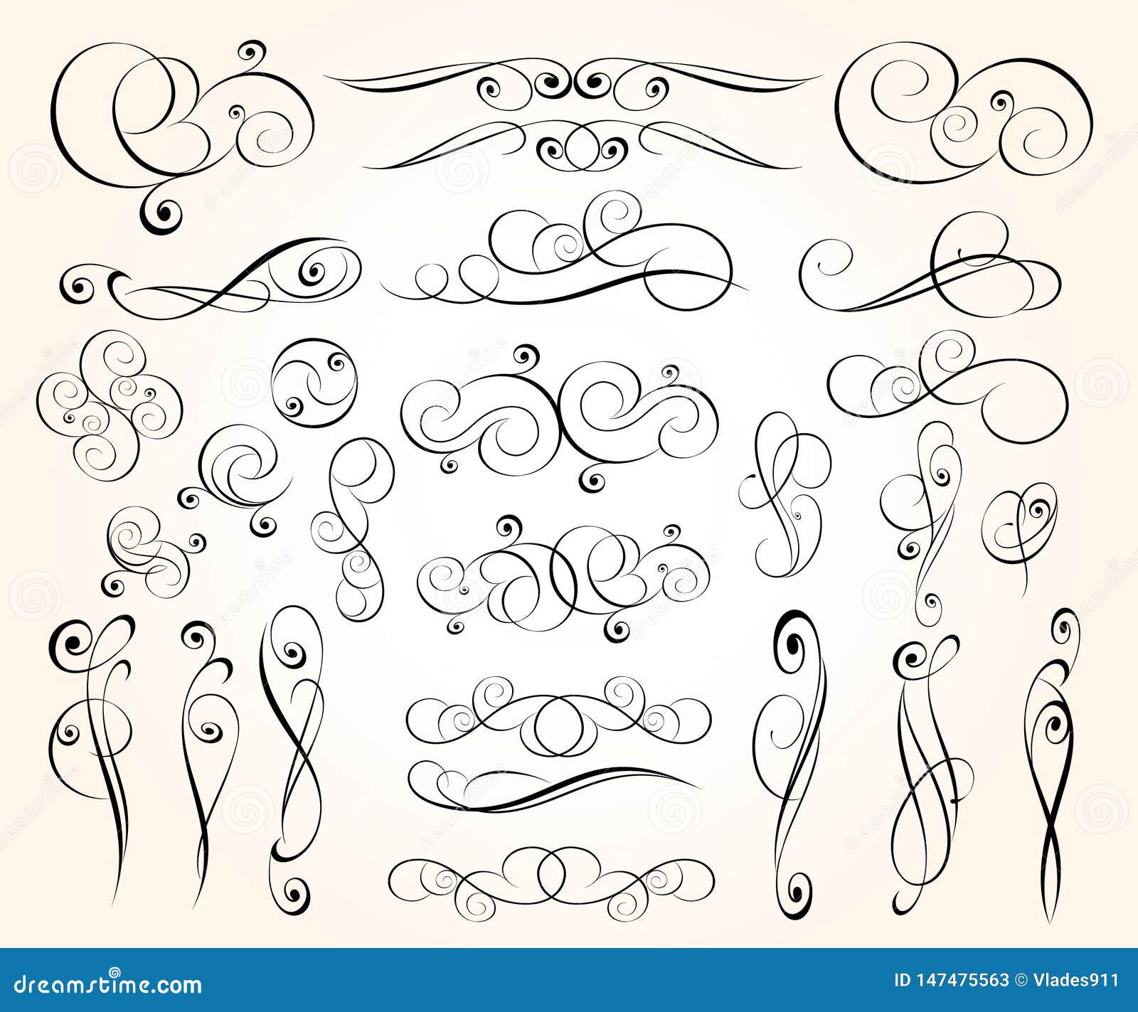 Set Elegant Decorative Scroll Elements. Vector Illustration. Stock ...