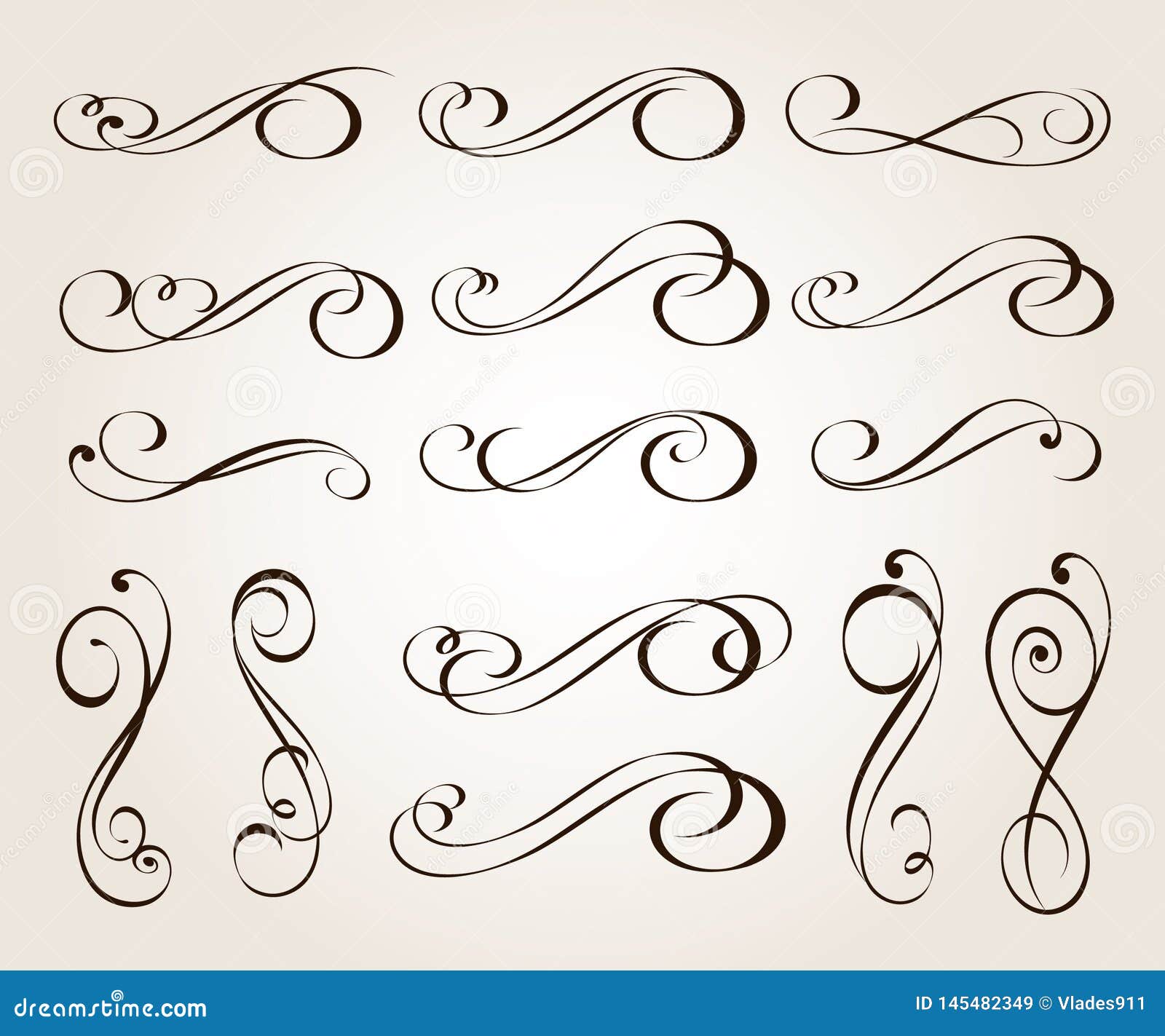 Set of Elegant Decorative Scroll Elements. Vector Illustration Stock ...