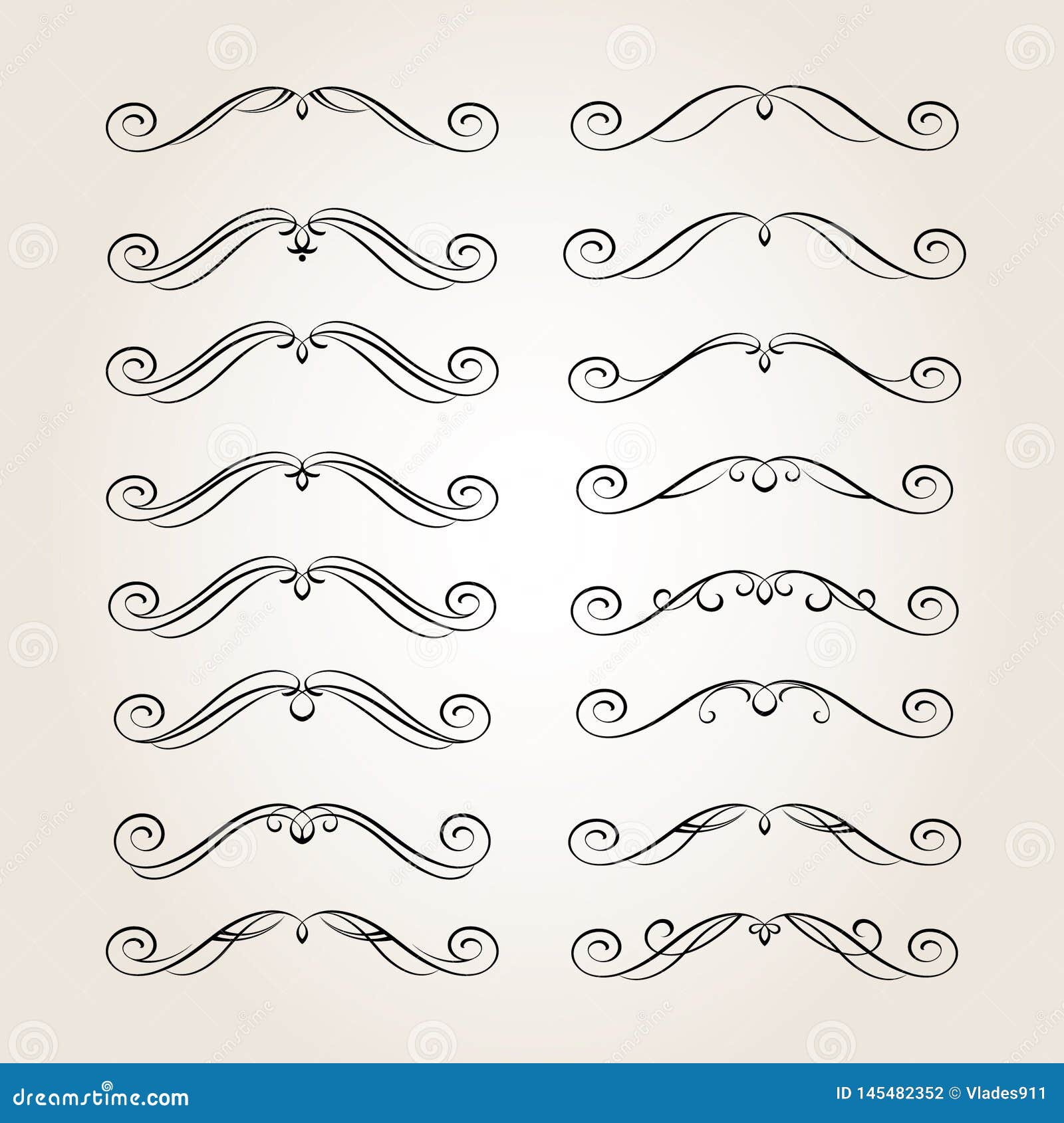 Set of Elegant Decorative Scroll Elements. Vector Illustration Stock ...