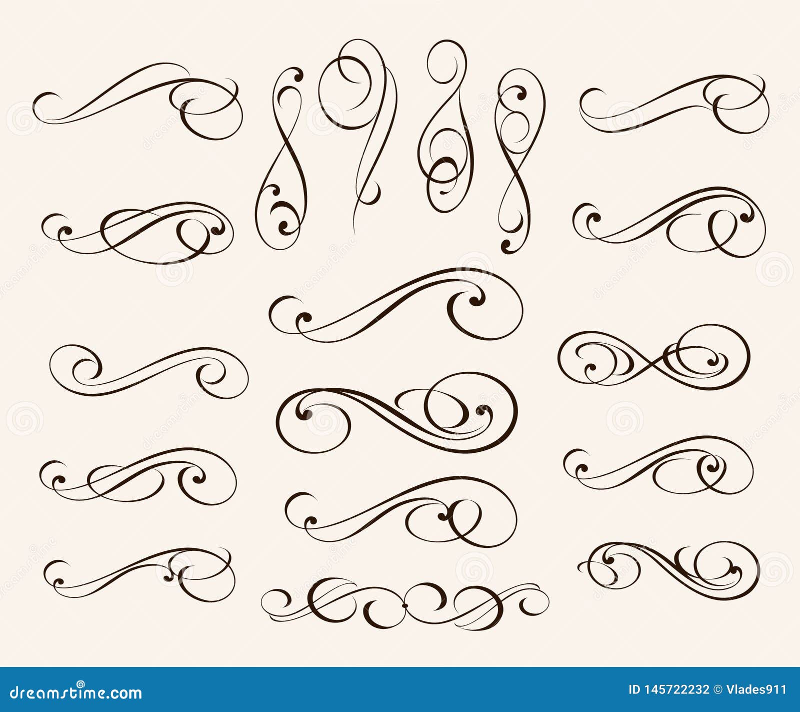 Set of Elegant Decorative Scroll Elements. Vector Illustration Stock ...