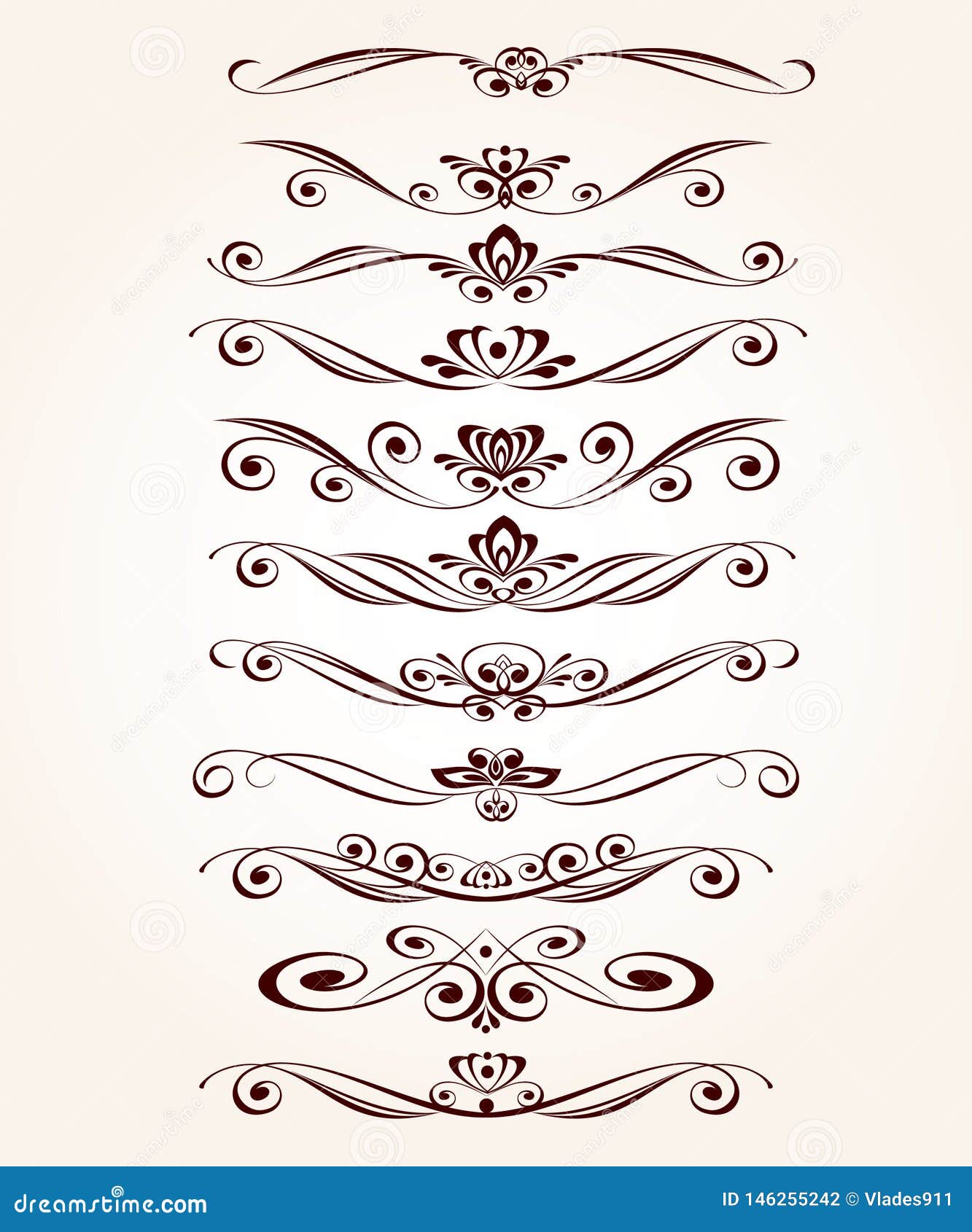 Set of Elegant Decorative Scroll Elements. Vector Illustration Stock ...
