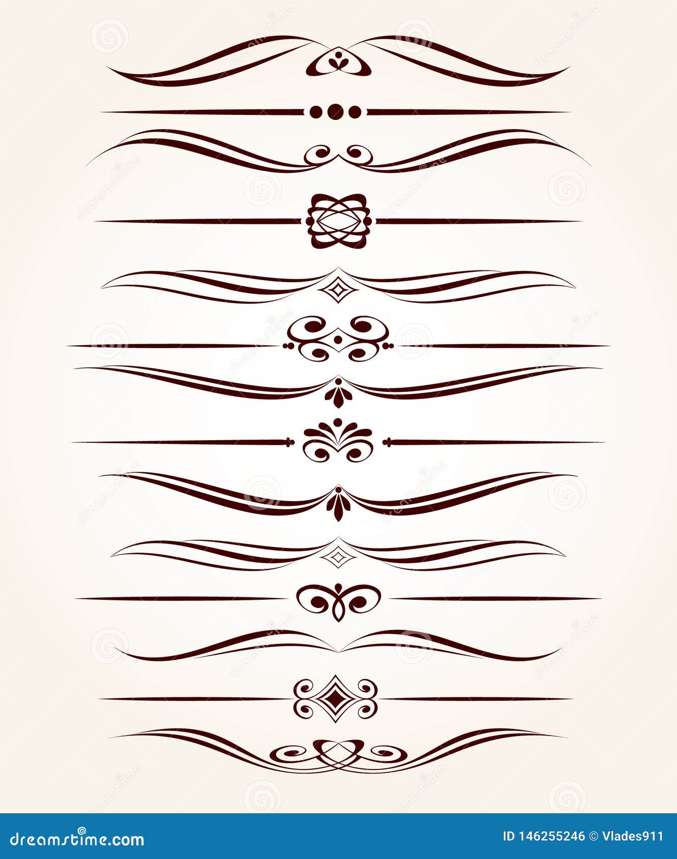 Set of Elegant Decorative Scroll Elements. Vector Illustration Stock ...