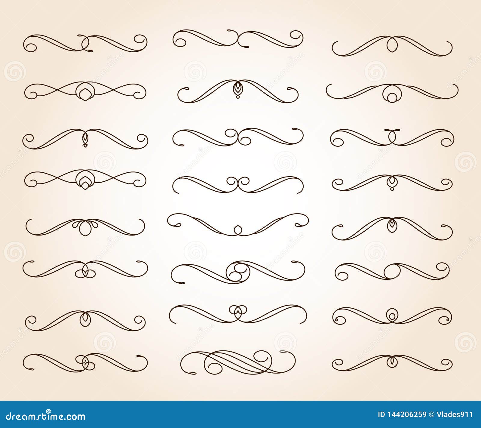 Set Elegant Decorative Scroll Elements. Vector . Vector Illustration ...