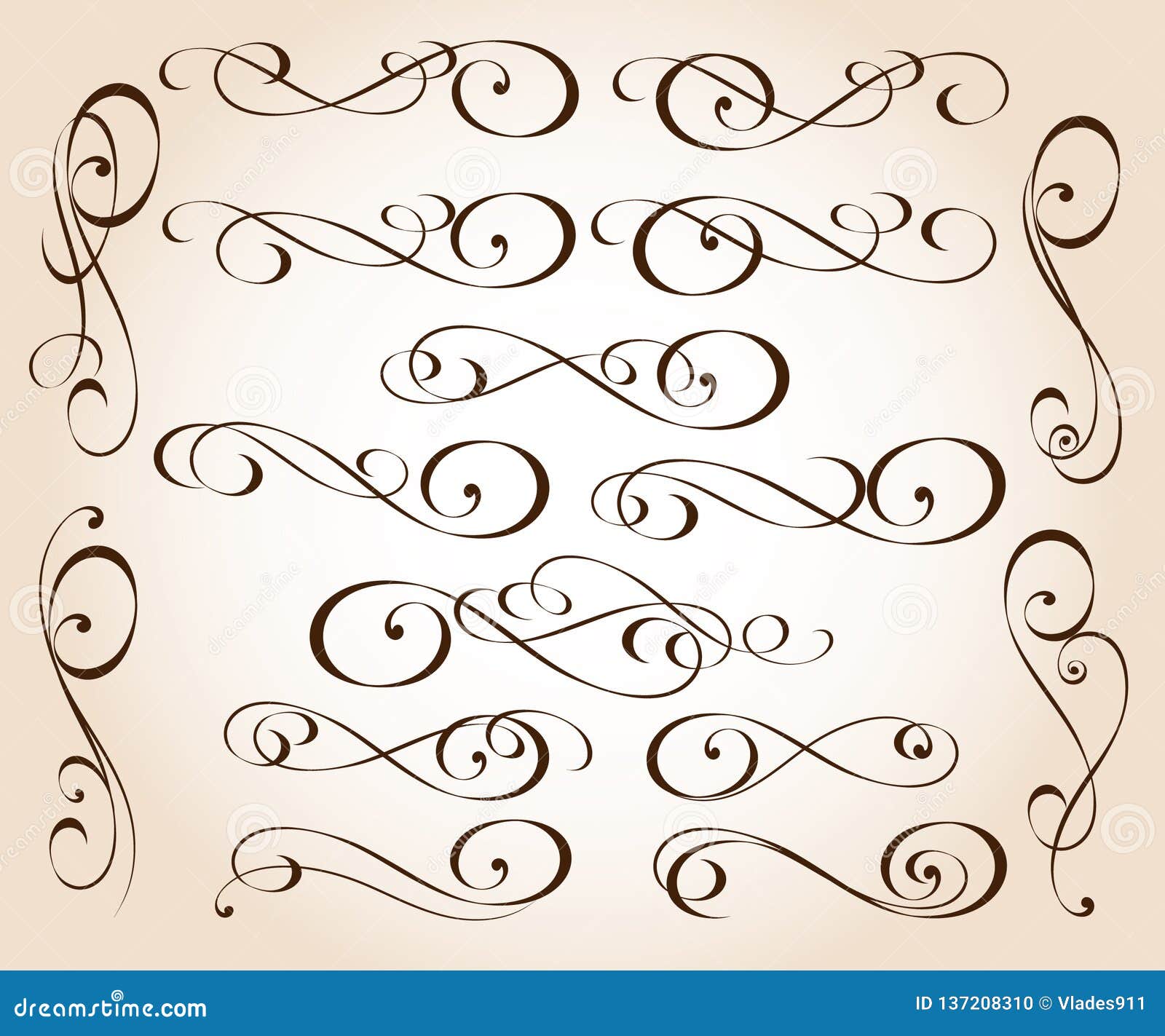Set of Elegant Decorative Scroll Elements. Vector Illustration Stock ...