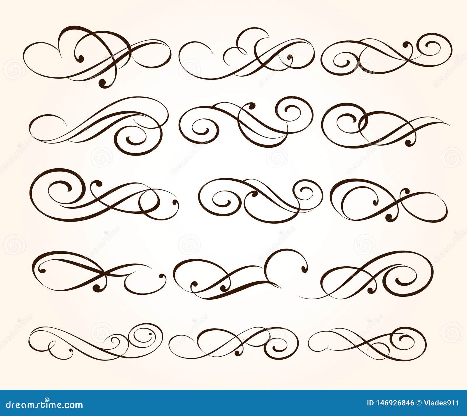 Set Elegant Decorative Scroll Elements. Vector Illustration. Stock ...