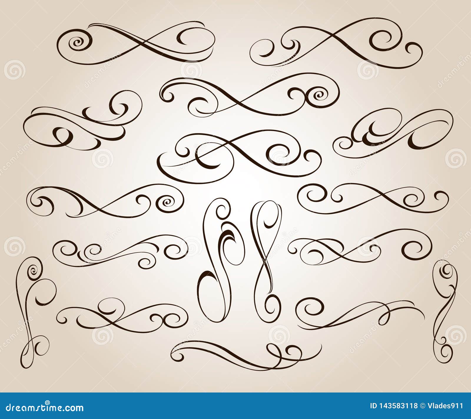 Set Elegant Decorative Scroll Elements. Vector . Vector Illustration ...