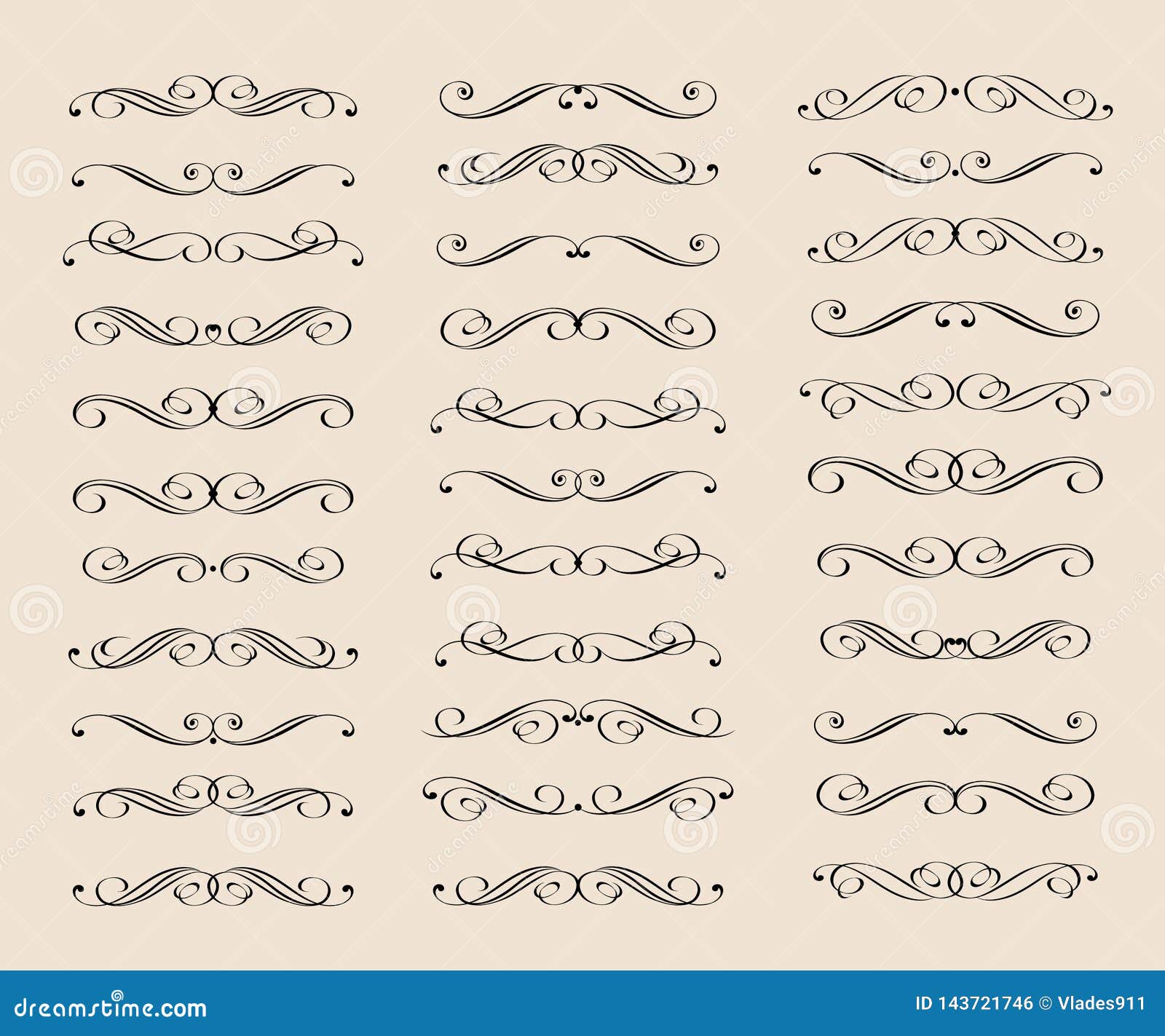 Set Elegant Decorative Scroll Elements. Vector . Vector Illustration ...