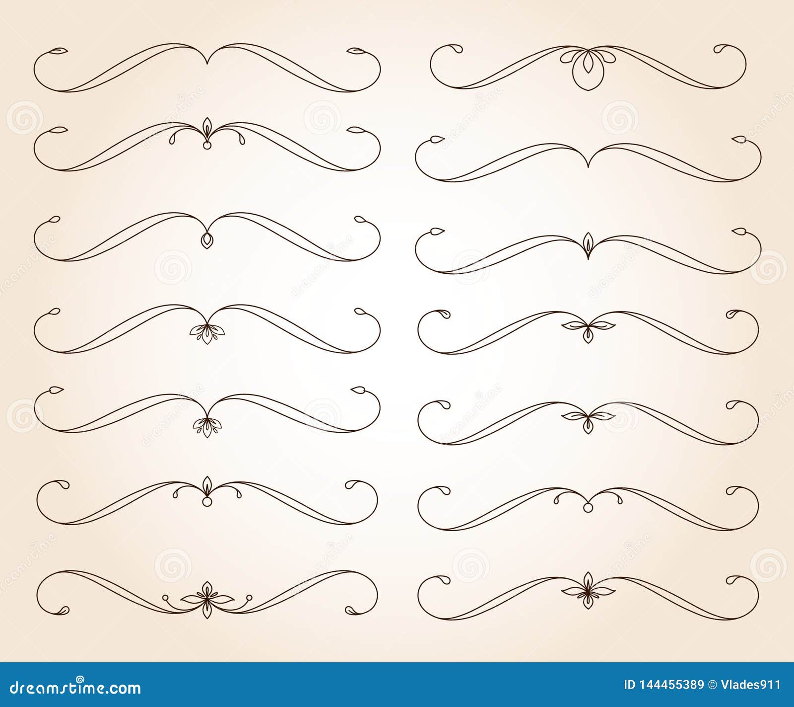Set Elegant Decorative Scroll Elements. Vector . Vector Illustration ...