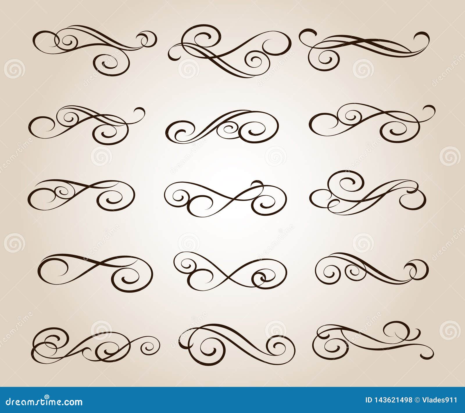 Set Elegant Decorative Scroll Elements. Vector . Vector Illustration ...