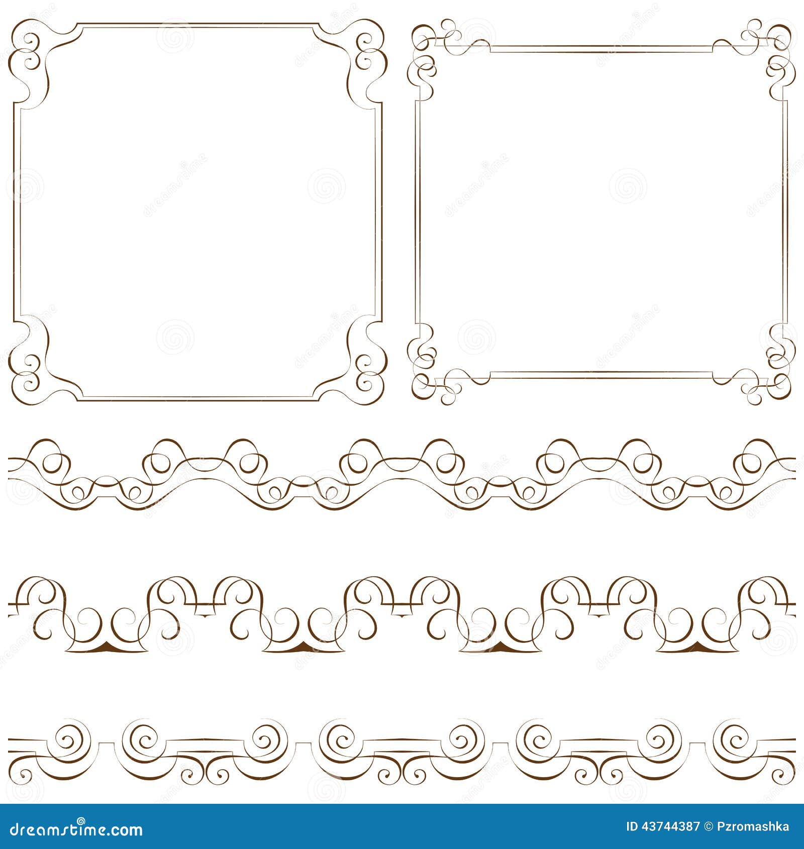 Set of Elegant Frames and Borders Stock Vector - Illustration of ...
