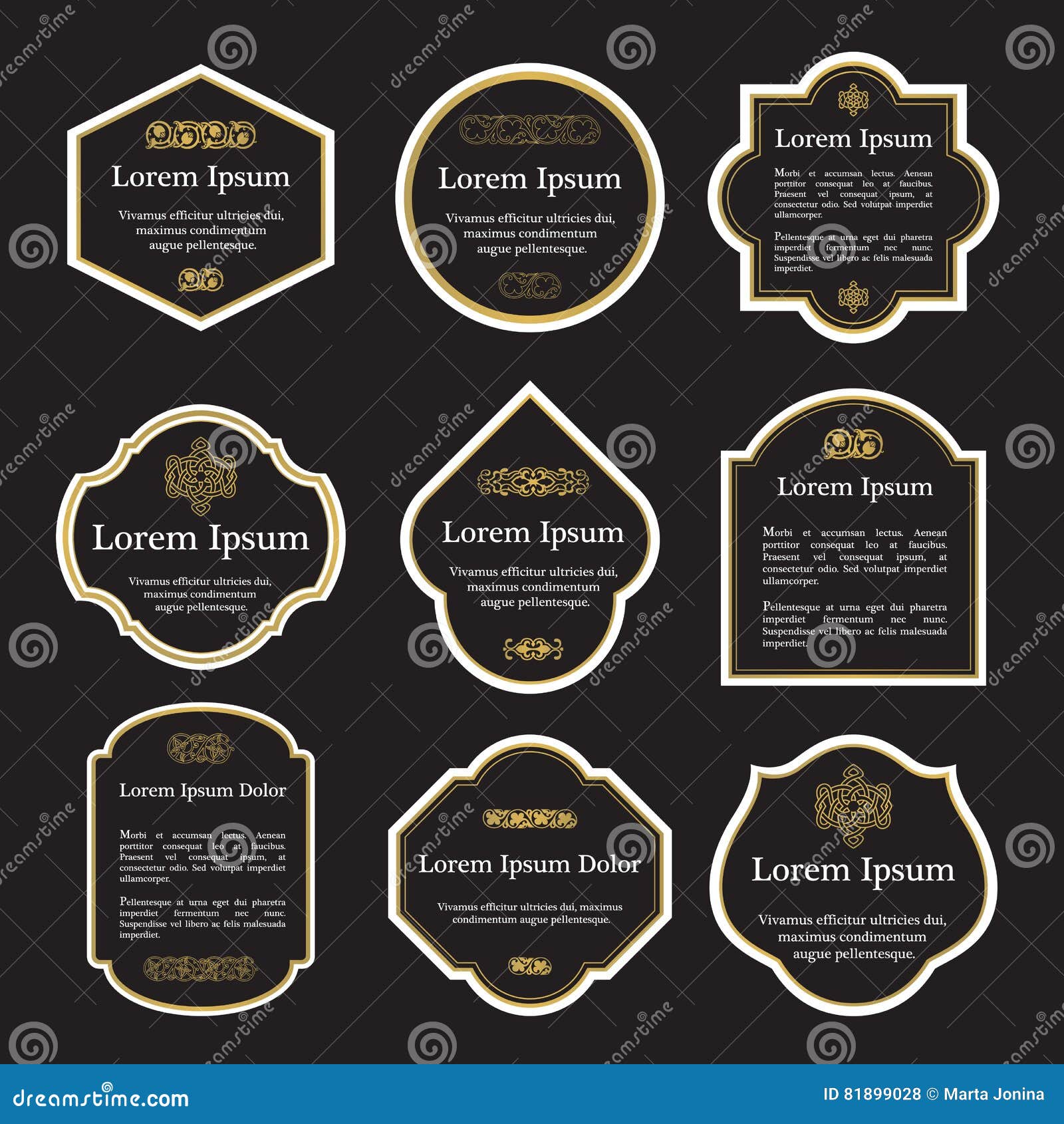Set of Elegant Gold and Black Vintage Labels Stock Illustration ...