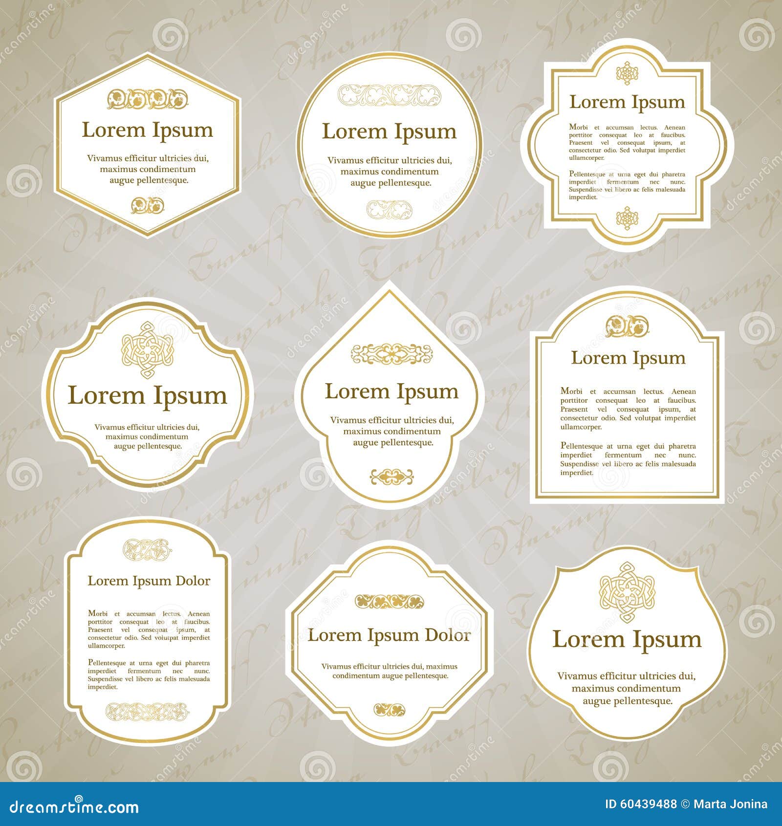 Set of Elegant Gold and White Vintage Labels Stock Vector ...