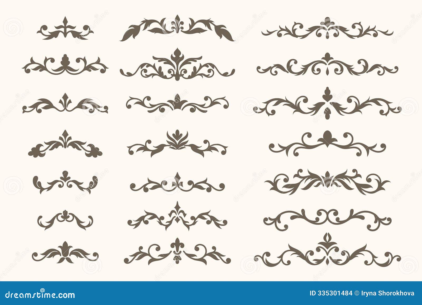 Set of Elegant Horizontal Borders Stock Vector - Illustration of ...
