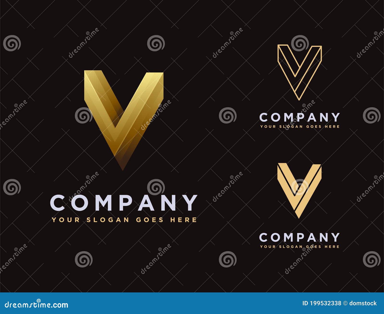 Set of Elegant Luxury Minimalist Letter V Logo Stock Vector ...
