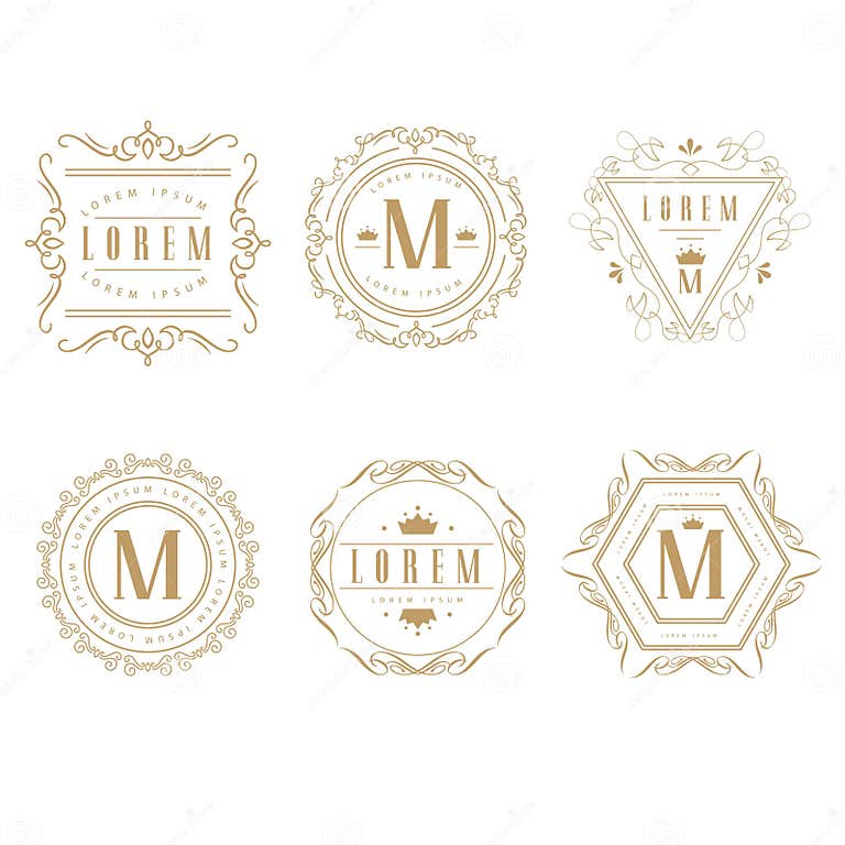Set of Elegant Monogram Design Stock Vector - Illustration of label ...