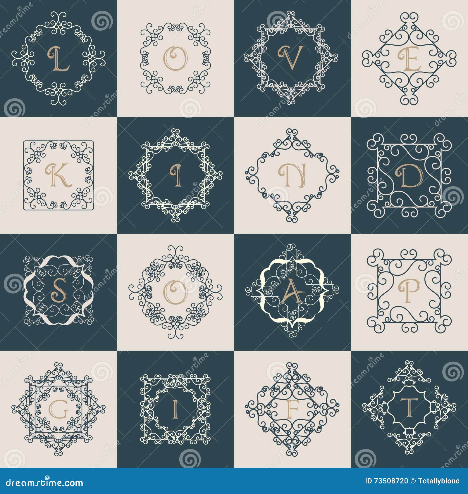 Set of Elegant Monogram Design Stock Vector - Illustration of graceful ...